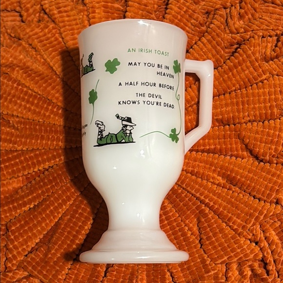 Dining | Vintage Milk Glass Irish Toast Mug 558 Tall White With Green ...